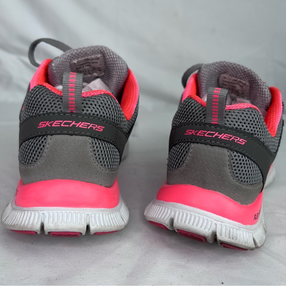 Skechers Lightweight Flex Sole Grey And Neon Pink Ath… - Gem